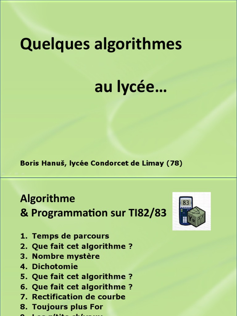 Algorithmes de programmation au lycée | PDF | Entier relatif | Fonction (Mathématiques)