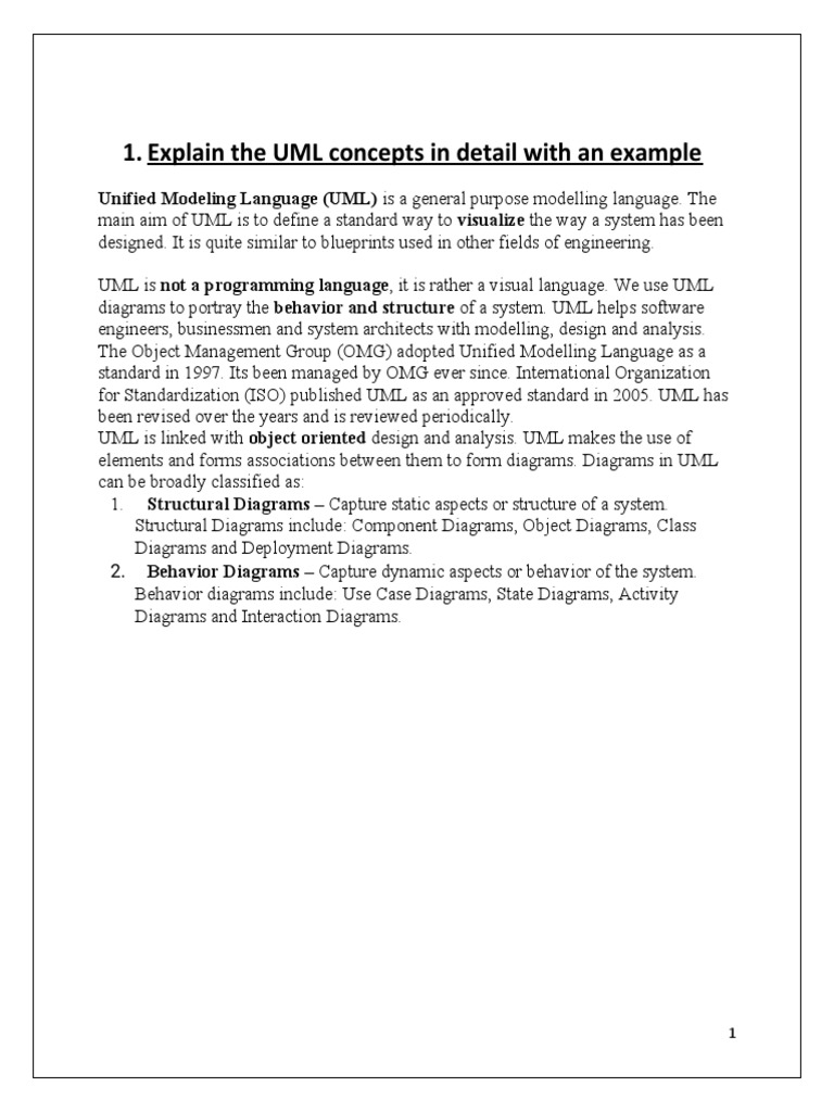 Explain The UML Concepts in Detail With An Example | PDF | Class ...