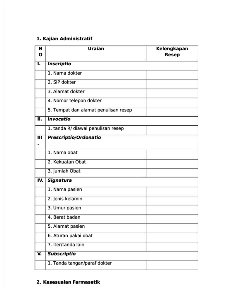 (PDF) Format Skrining Resep, Farmasi, Laporan, Resep - Compress | PDF