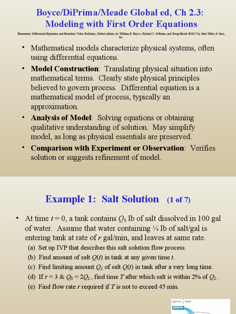 Boyce/Diprima/Meade Global Ed, CH 2.3: Modeling With First Order ...