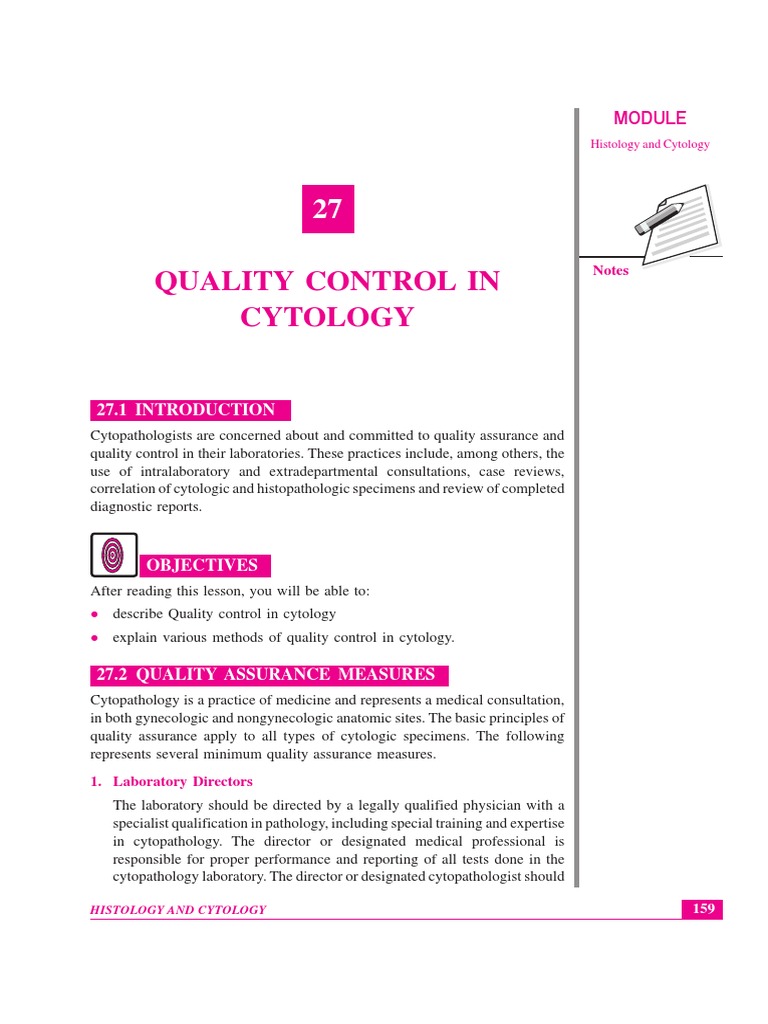 Lesson-27 Quality Control in Cytology | PDF | Cytopathology | Biology