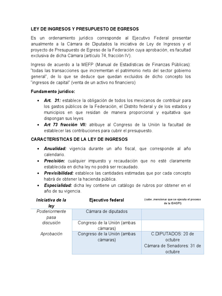 Ley de Ingresos y Presupuesto de Egresos | Descargar gratis PDF ...