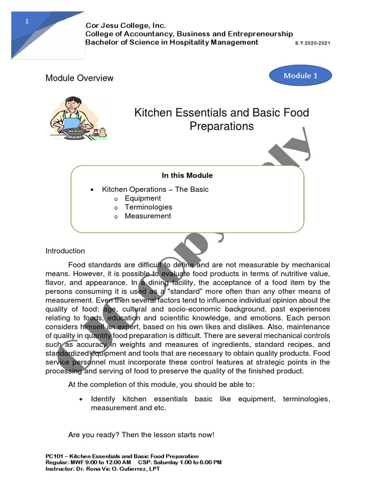 Module 1 - PC101 PDF | PDF | Foods | Cooking