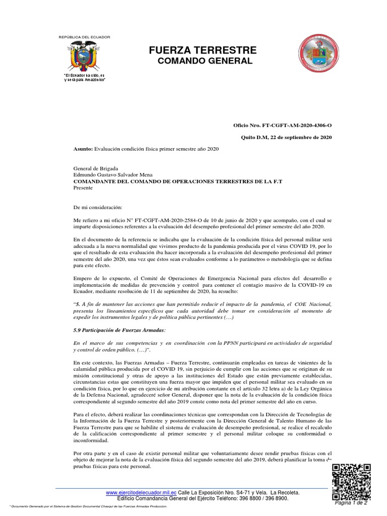 FT CGFT Am 2020 4306 o PDF | PDF | Ecuador | Evaluación