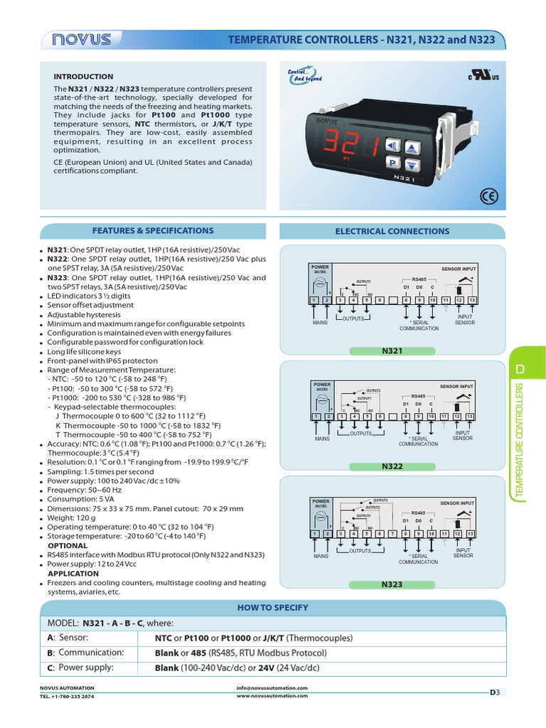 Temperature Controllers - N321, N322 and N323: Features ...