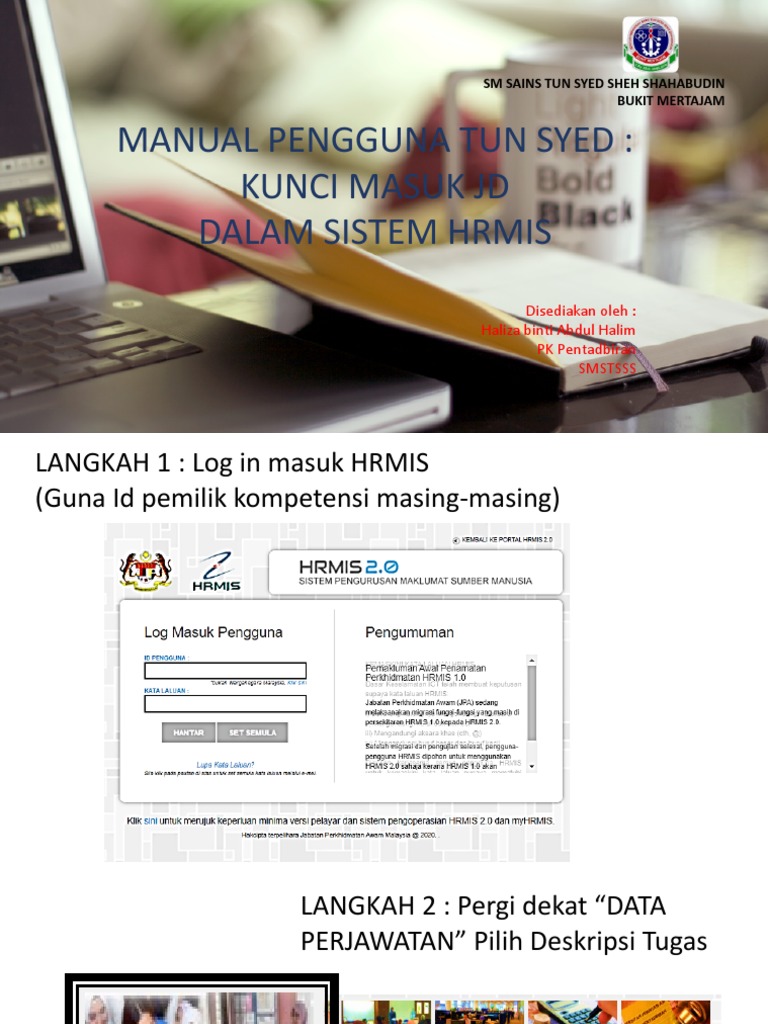 Manual Pengguna Tun Syed: Kunci Masuk JD Dalam Sistem Hrmis | PDF