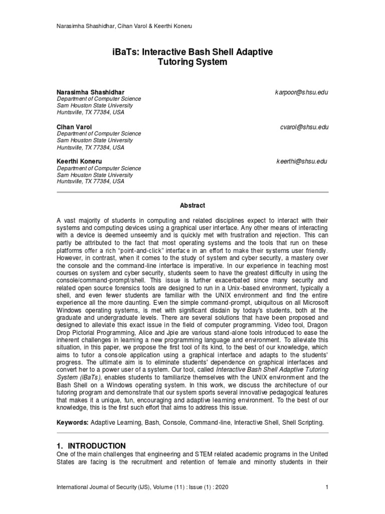 iBaTs: Interactive Bash Shell Adaptive Tutoring System | PDF | Shell (Computing) | Command Line ...