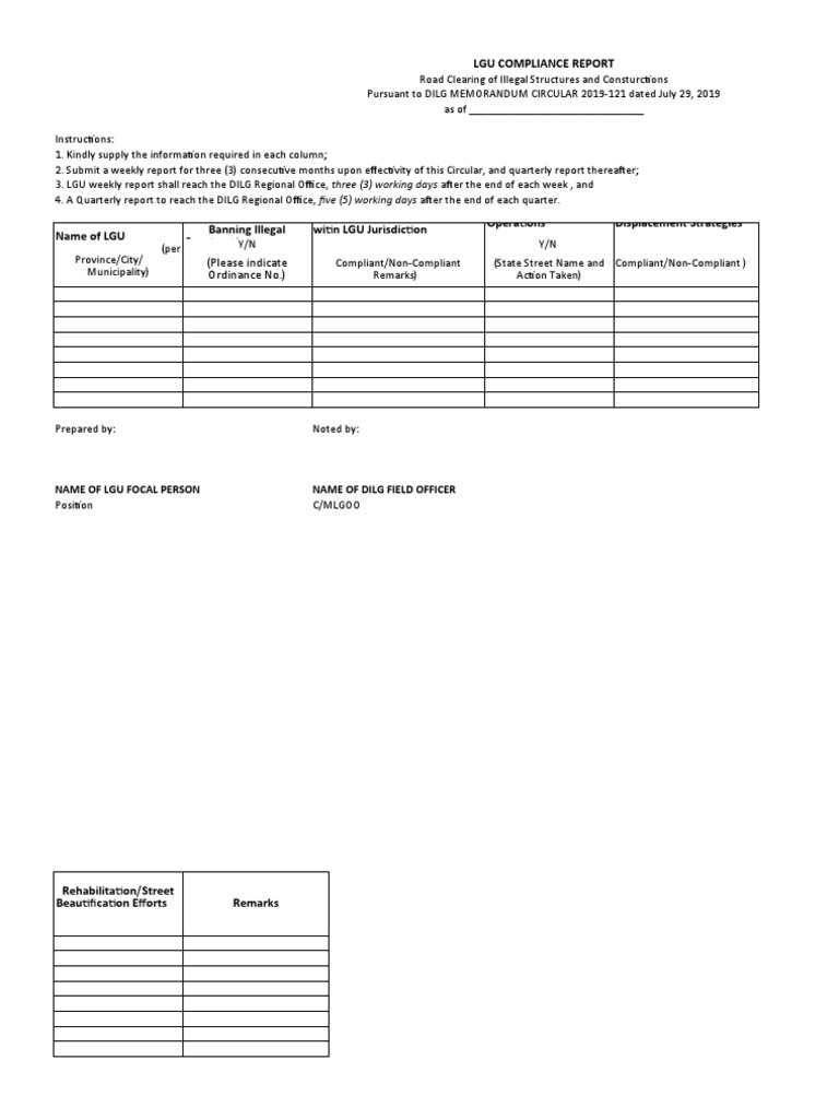 Template of Report On Road Clearing | PDF