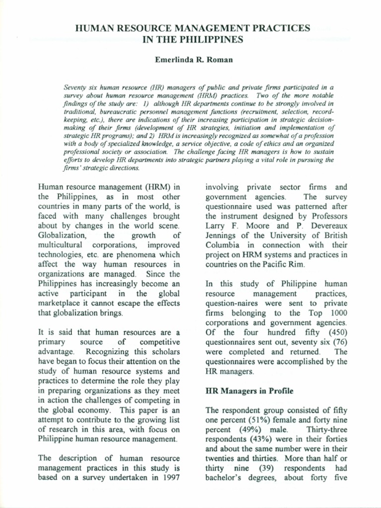 Human Resource Management in The Philippines | PDF
