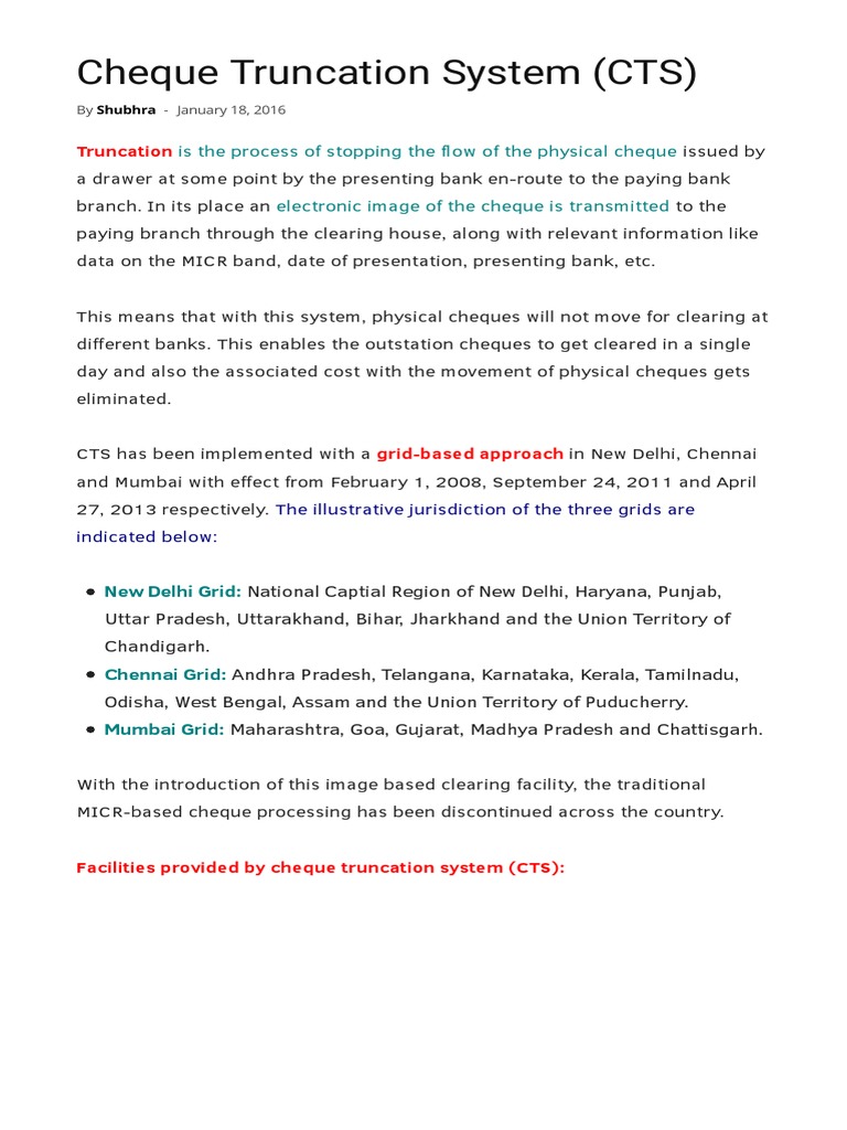 Understanding the Cheque Truncation System | PDF | Cheque | Financial ...