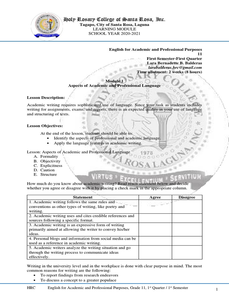 EAPP Module 1 Quarter 1 | PDF | Writers | Verb
