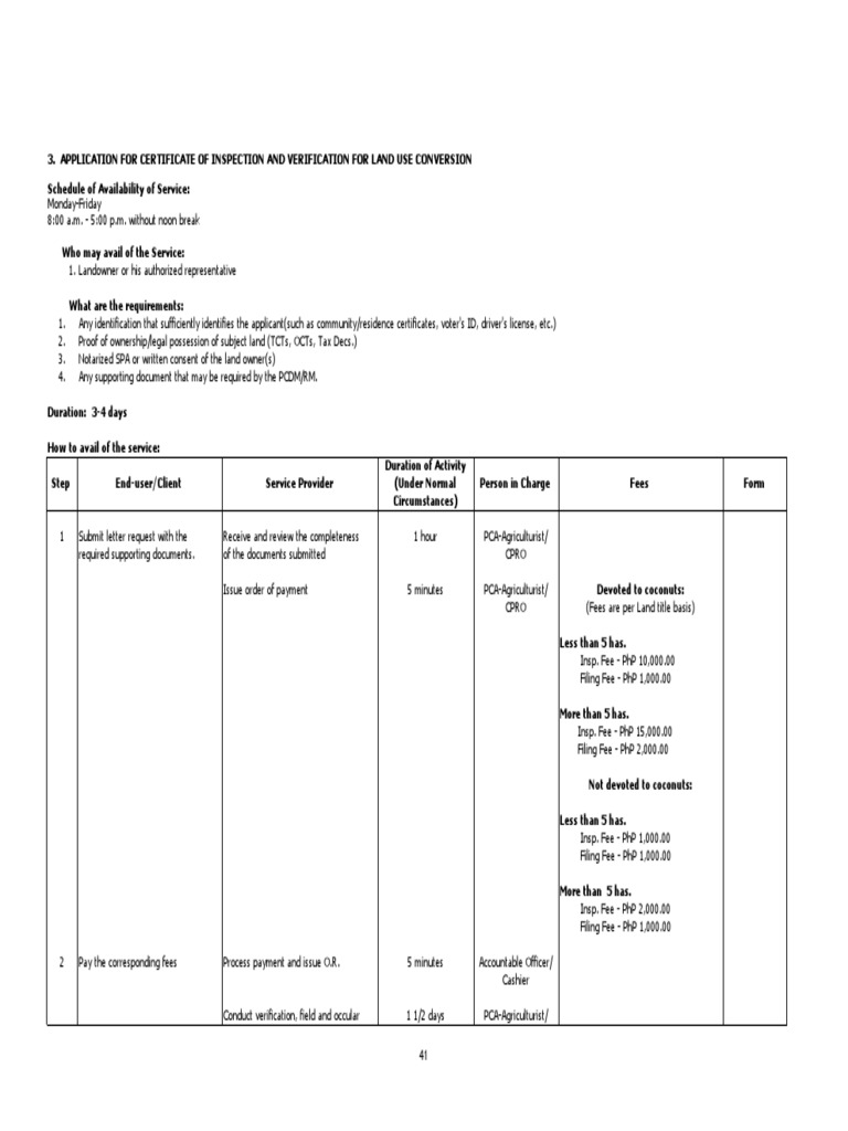 Application For Certificate of Inspection and Verification For Land Use ...