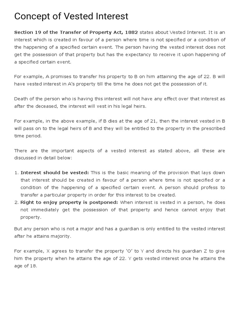 Vested vs Contingent Interests | PDF | Inheritance | Property