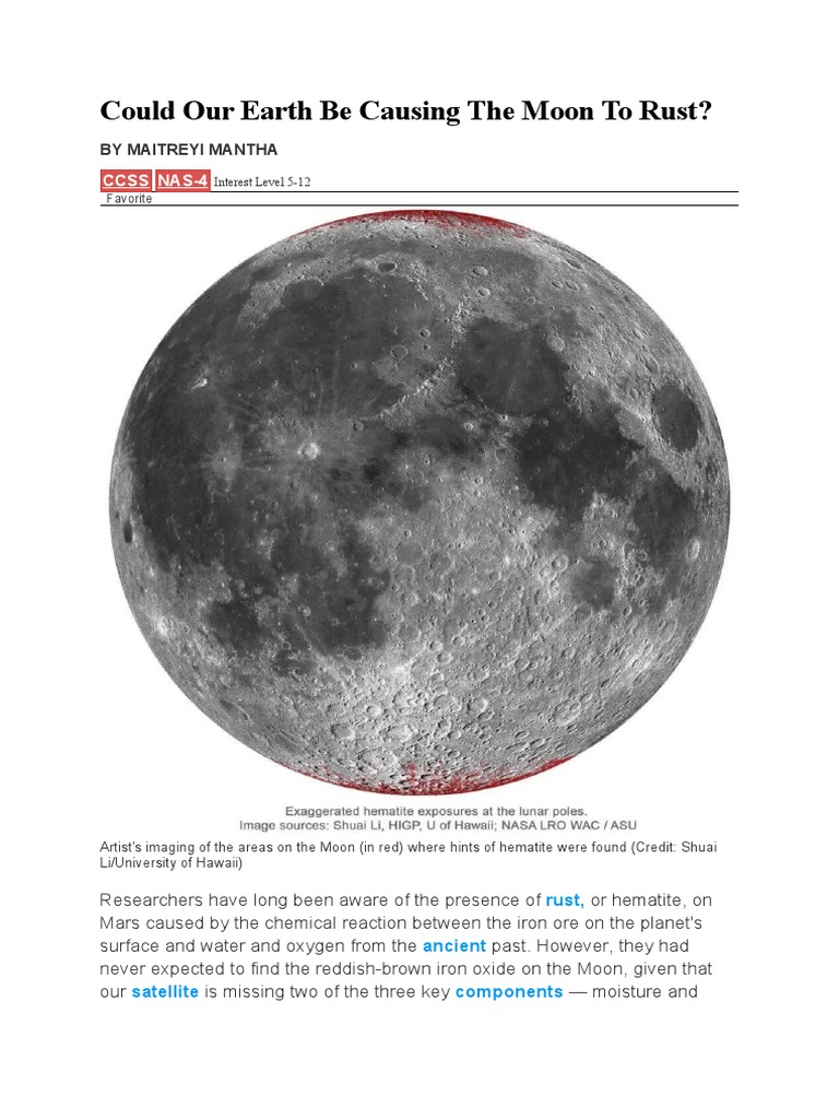 Moon's Rust: Earth's Role Explained | PDF | Moon | Earth