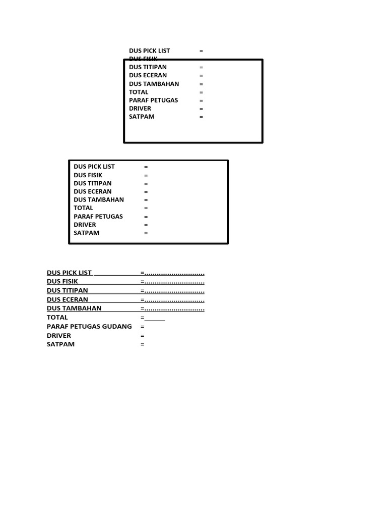 Label Tambahan Pick List | PDF