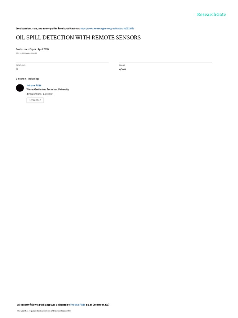 Oil Spill Detection With Remote Sensors | PDF | Infrared | Light