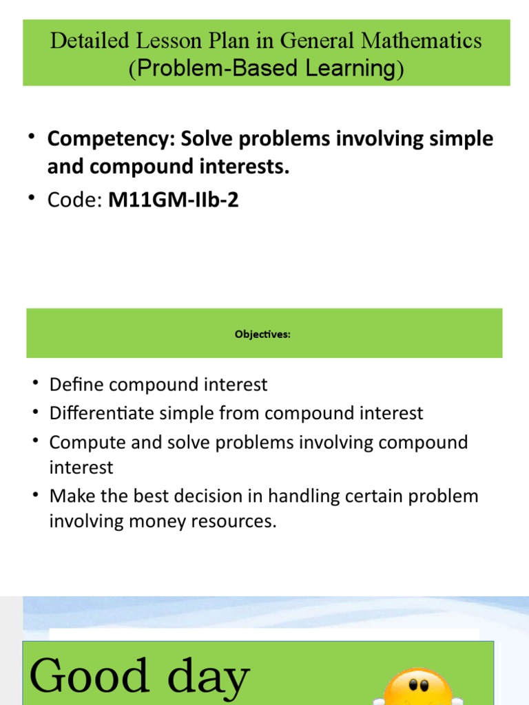 Compound Interest Lesson Plan for Grade 9 | PDF | Compound Interest ...