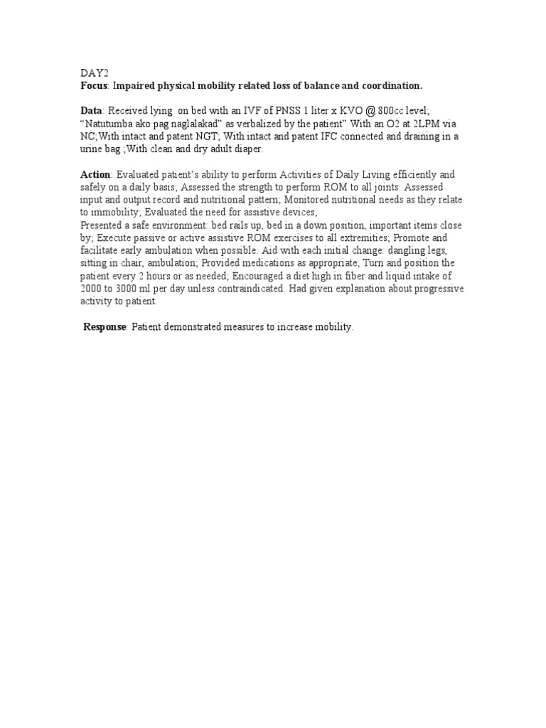 Focus: I Data: Received Lying On Bed With An IVF of PNSS 1 Liter X KVO ...