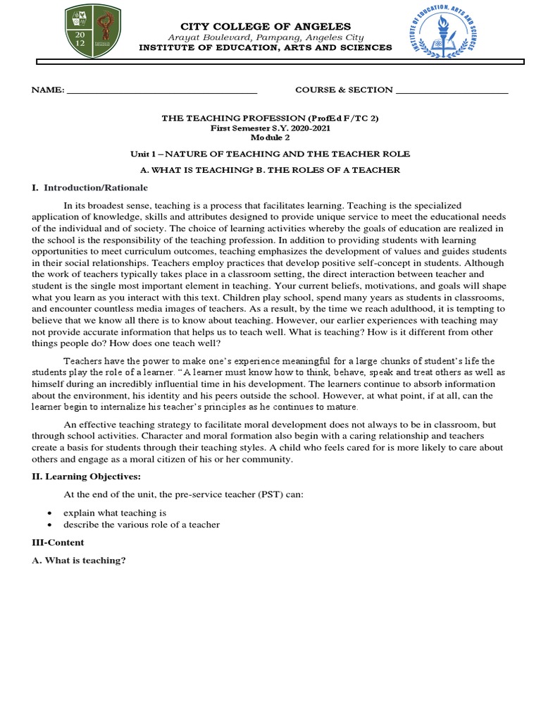 Introduction/Rationale: A. What Is Teaching? | PDF | Teachers | Expert