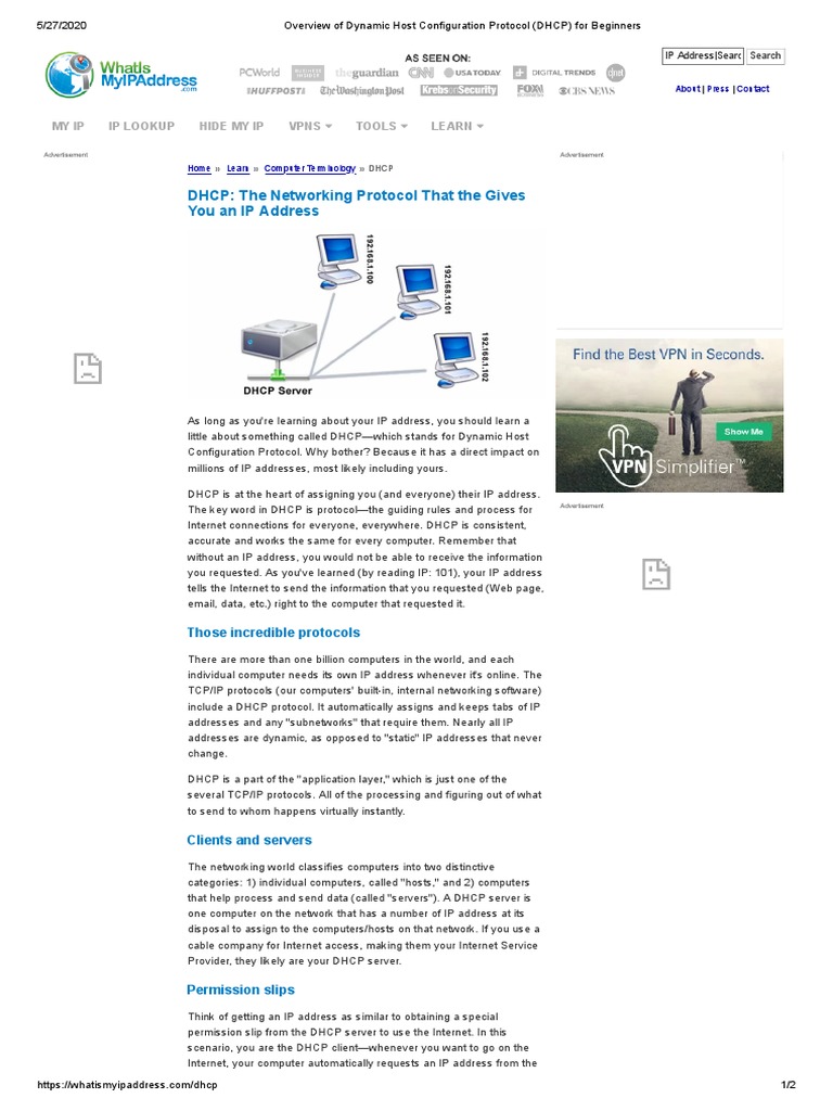 Overview of Dynamic Host Configuration Protocol (DHCP) For Beginners ...