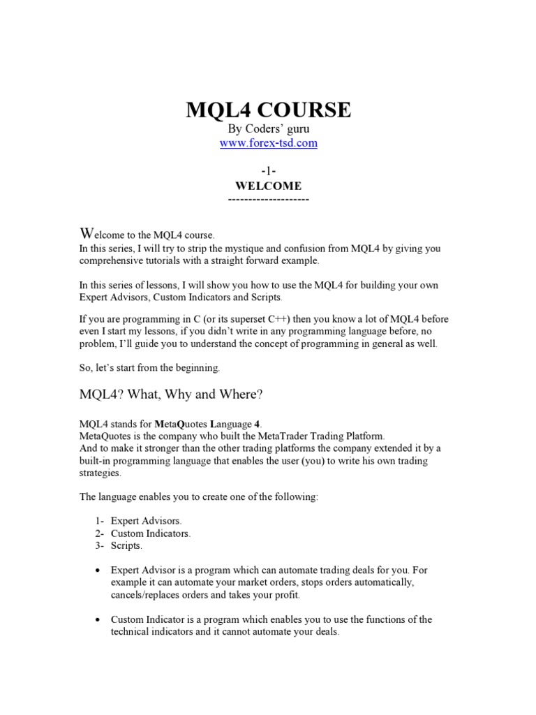 Mql4 Course Mql4 What Why An D Whe R E Pdf 