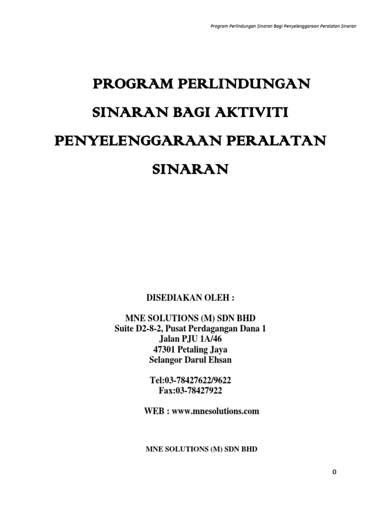 PROGRAM PERLINDUNGAN SINARAN Revised2 PDF | PDF