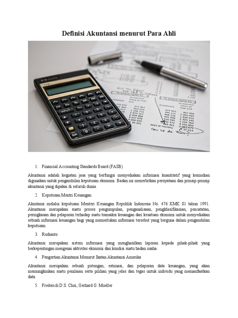 Definisi Akuntansi Menurut para Ahli | PDF | Pengelolaan Keuangan & Uang