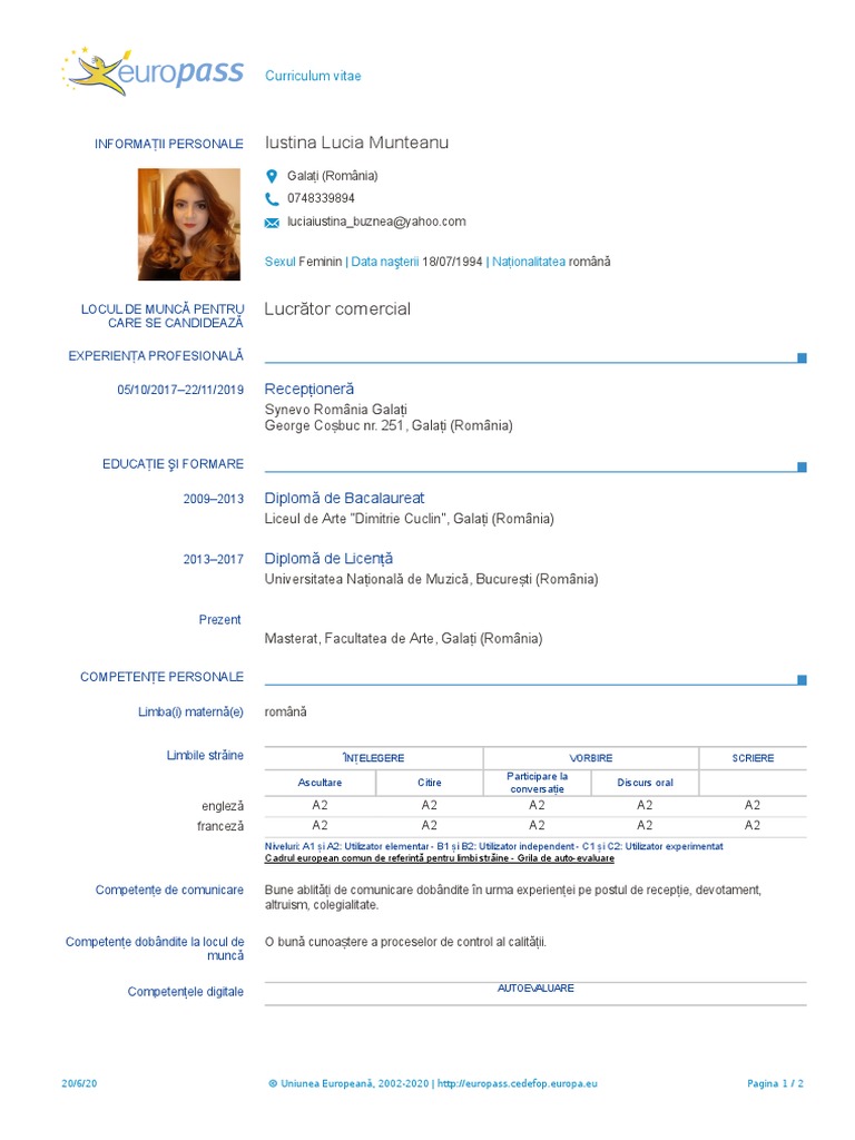 Iustina Munteanu - CV PDF | PDF