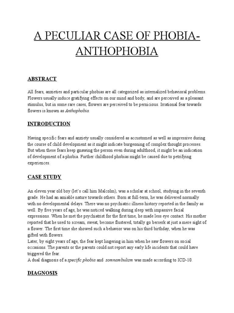 A Peculiar Case of Phobia-Anthophobia | Download Free PDF | Cognitive ...