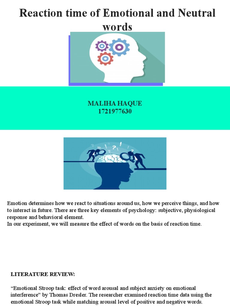 Reaction Time of Emotional and Neutral Words | Download Free PDF ...