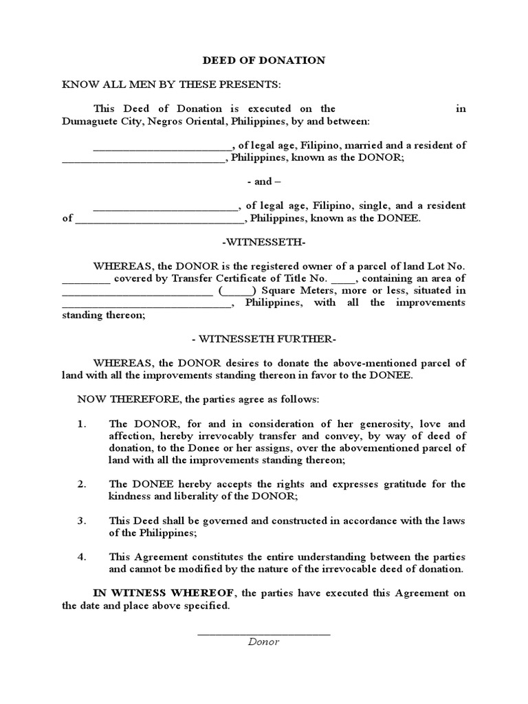 Deed of Donation | PDF | Deed | Philippines