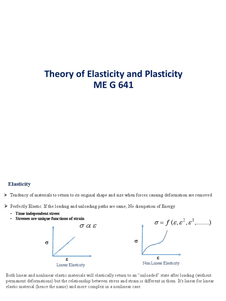 Lecture 2 Theory Of Elasticity And Plasticity Pdf Elasticity Physics Linear Elasticity