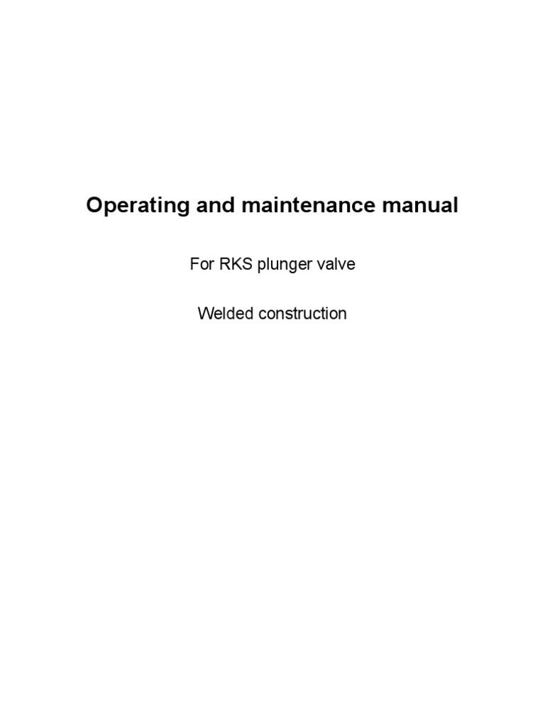 RKS Plunger Valve Operating Manual | PDF | Valve | Actuator