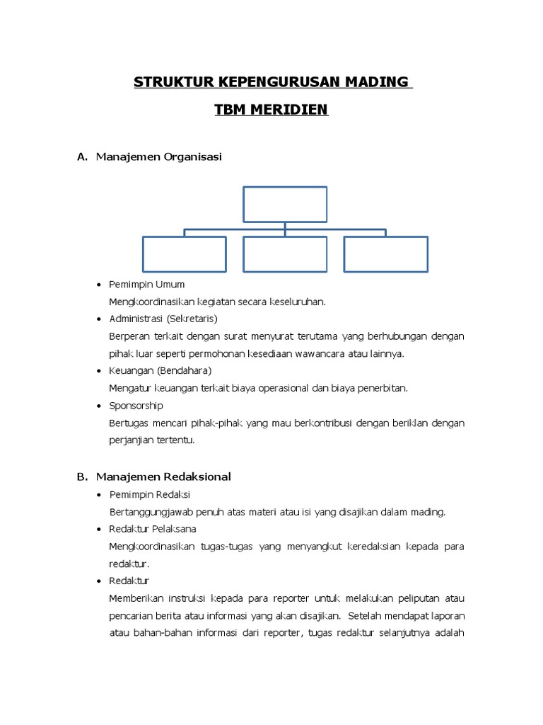 Struktur Kepengurusan Mading | PDF