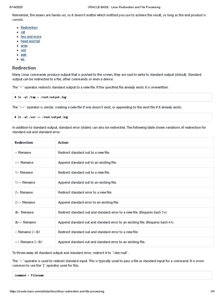 Module 1 Linux Redirection And File Processing Pdf Operating System Technology Digital