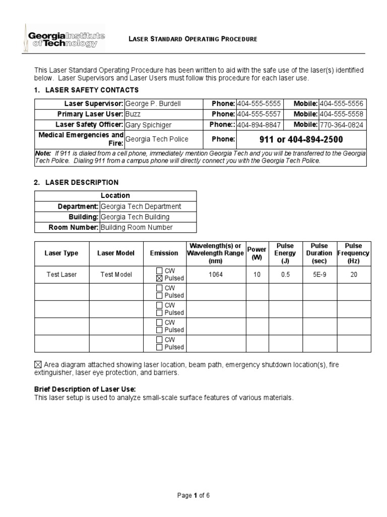 LASER SOP GUIDE | PDF | Laser | Glasses