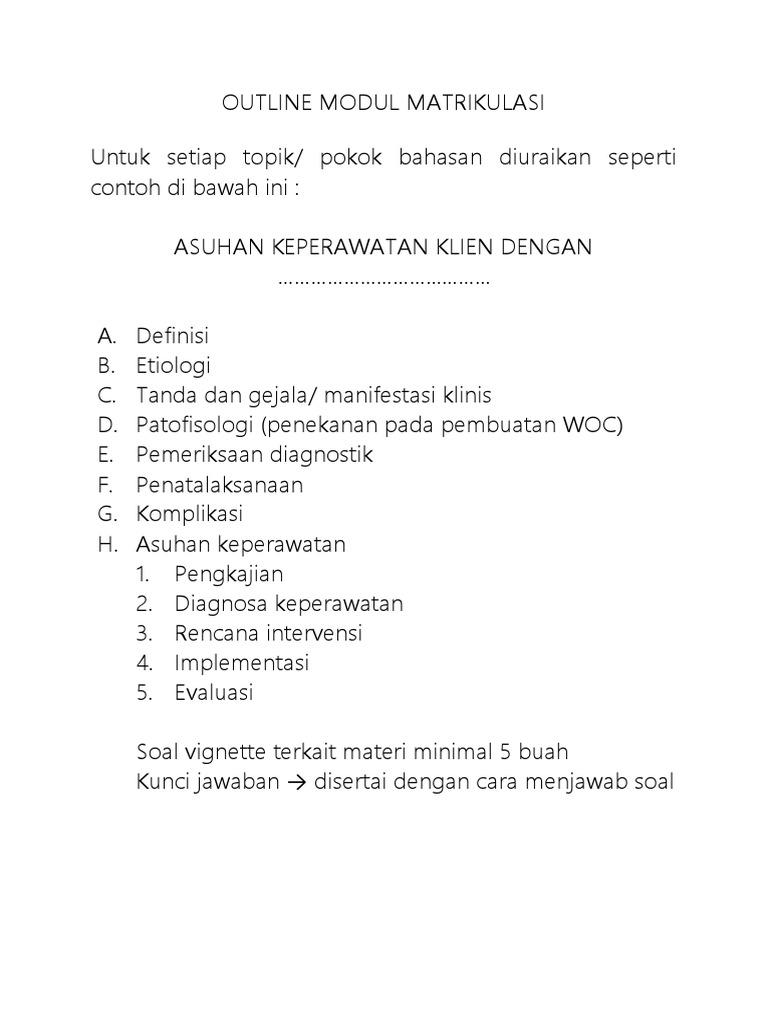 Outline Modul Matrikulasi | PDF