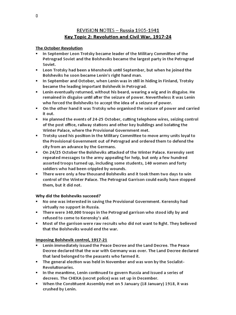 Russian Revolution & Civil War | PDF | Vladimir Lenin | Bolsheviks