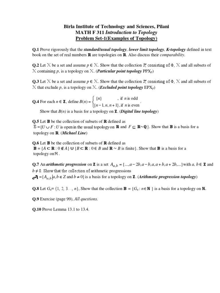 Birla Institute of Technology and Sciences, Pilani MATH F 311 ...