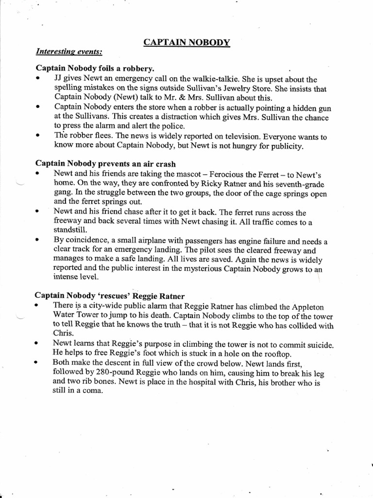 Literature Component Captain Nobody English SPM PDF | PDF