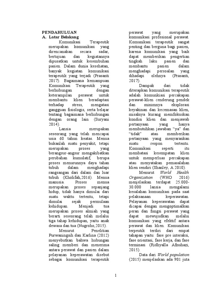 Gambaran Komunikasi Terapeutik Pada Lansia Dipanti Tresna Werdha Nirwana Puri | PDF