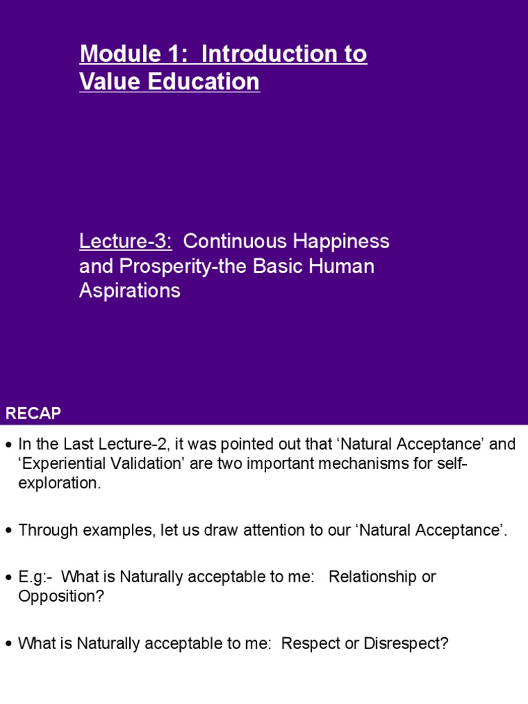 L3 - Happiness and Prosperity-The Basic Human Aspirations | PDF ...