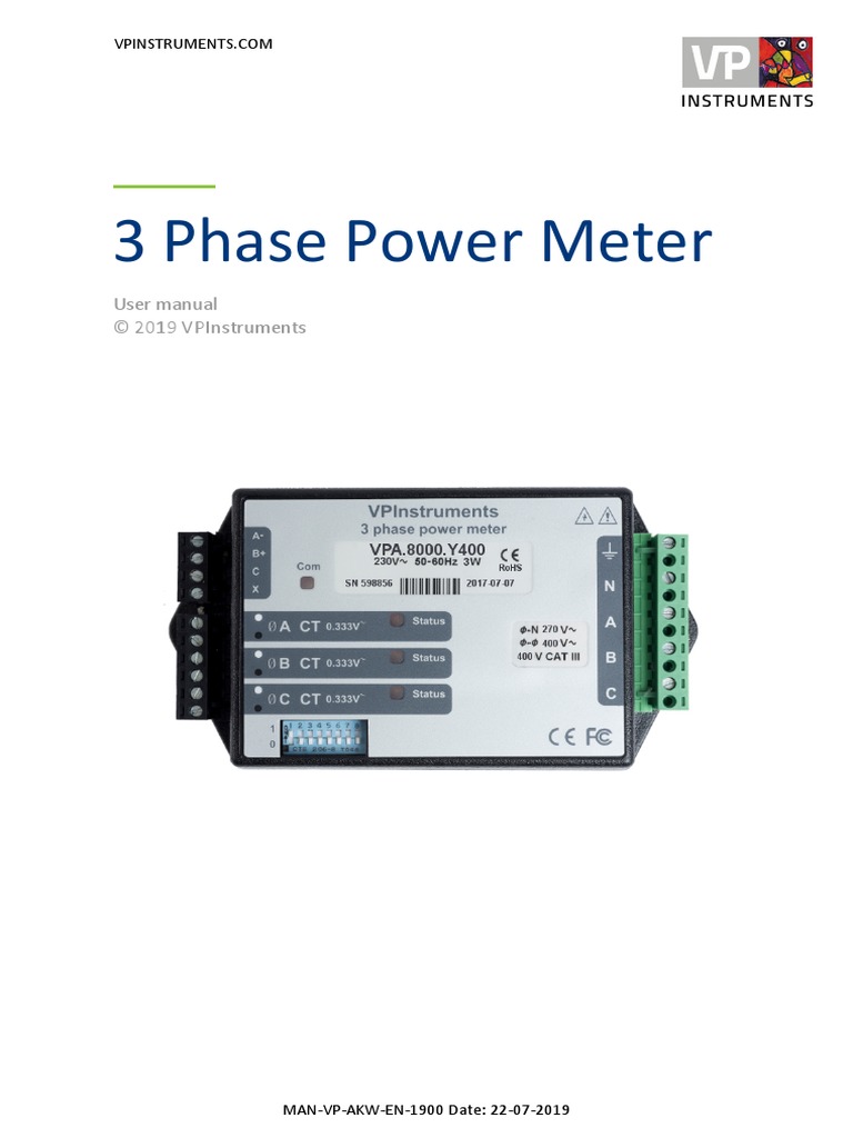 Manual 3 Phase Power Meter | PDF | Mains Electricity | Equipment