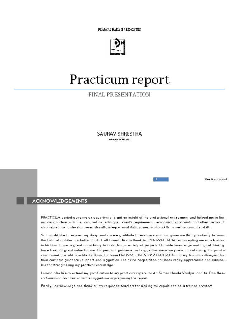 Superfinal Practicum Report | PDF | Architect | Design