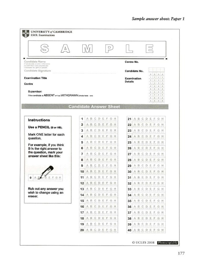CAE Blank Answer Sheets PDF | PDF