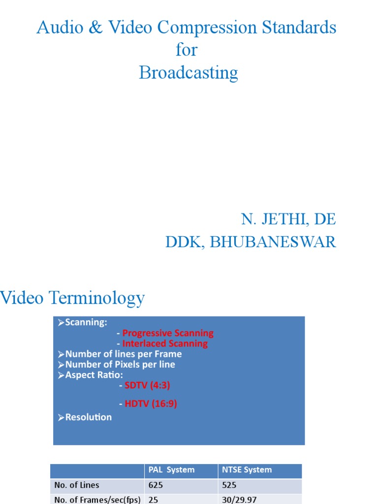 Audio & Video Compression Standards For Broadcasting | PDF | Data ...