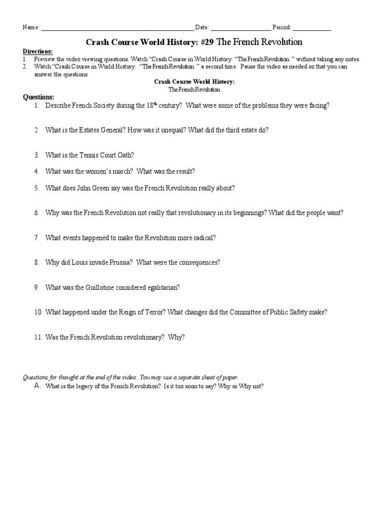 Crash Course World History: #29: The French Revolution | PDF