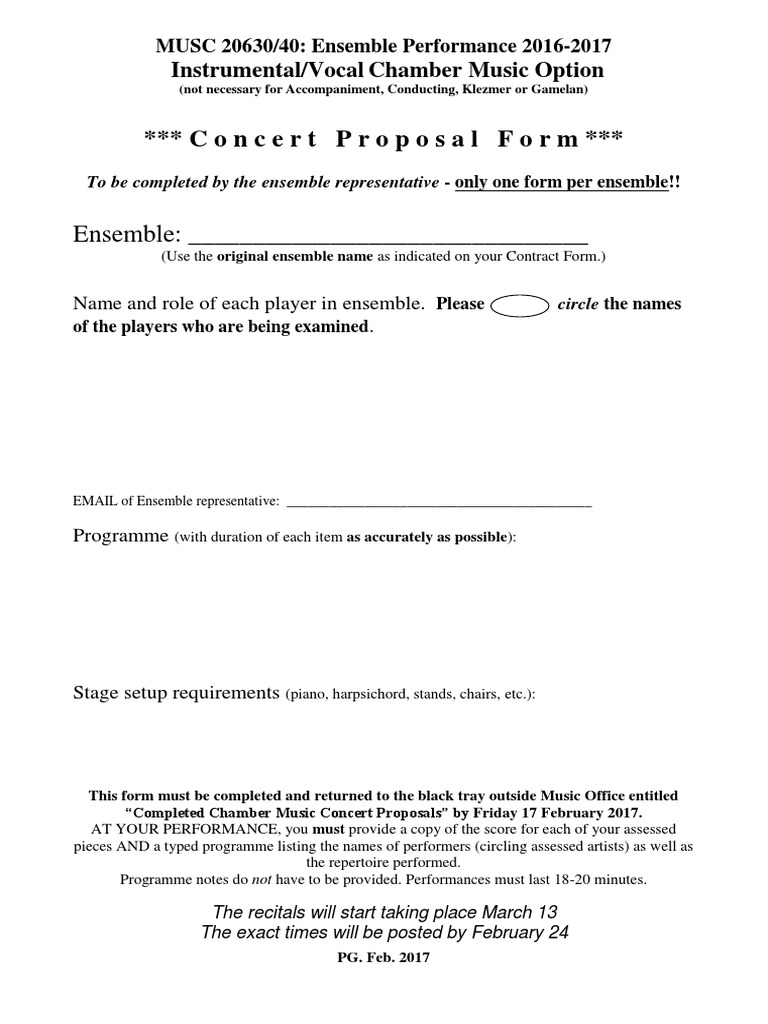 Concert Proposal Form : Ensemble | PDF