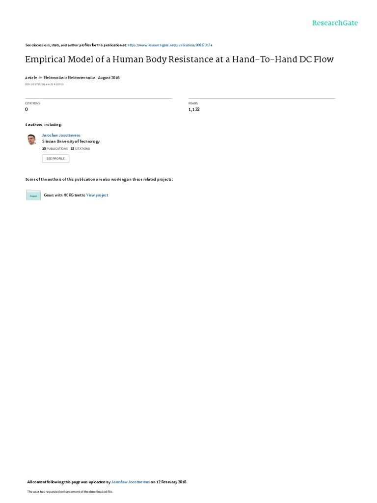 Empirical Model of A Human Body Resistance at A Ha PDF | PDF | Direct ...