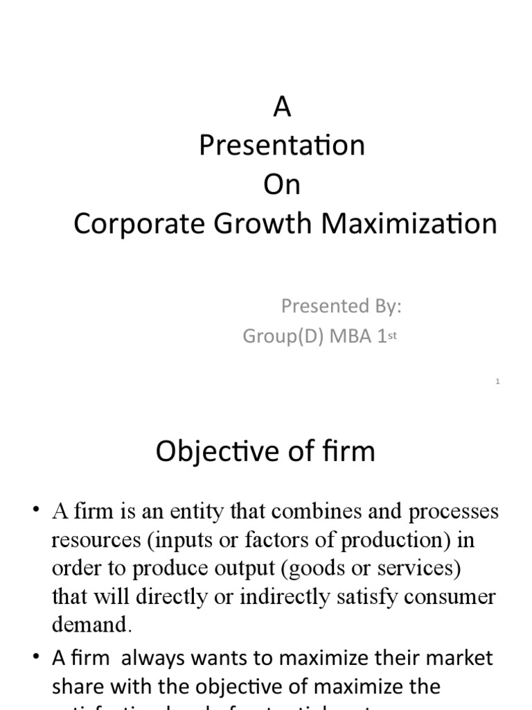 Corporate Growth Maximization | PDF | Profit (Economics) | Capitalism